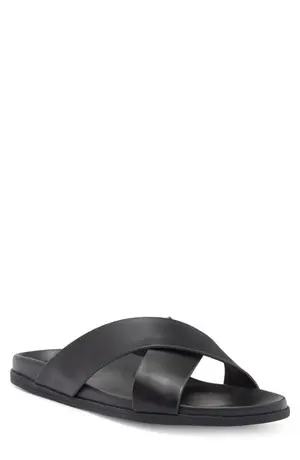 BLAKE MCKAY Jake Cross Strap Leather Sandal - Black
