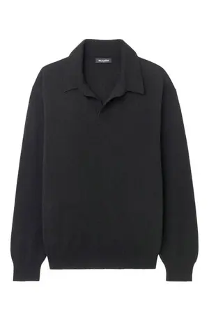 Naadam Lightweight Cashmere Relaxed Polo - Black