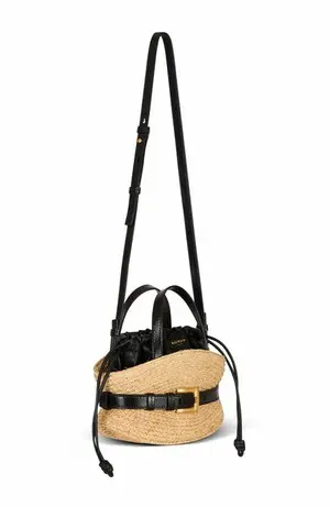 Balmain Shuffle Mini Bag In Raffia - Brown