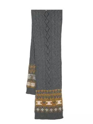ERMANNO FIRENZE Intarsia-logo Scarf - Grey