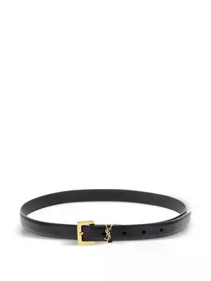 Saint Laurent Cassandre Leather Belt - Black