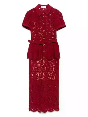 SELF-PORTRAIT Lace Peplum Midi Dress