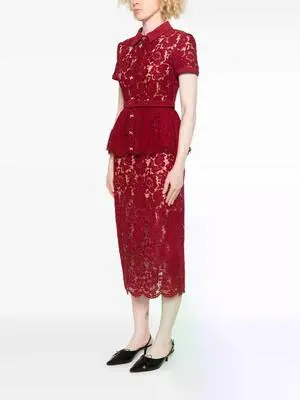 SELF-PORTRAIT Lace Peplum Midi Dress