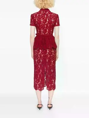 SELF-PORTRAIT Lace Peplum Midi Dress