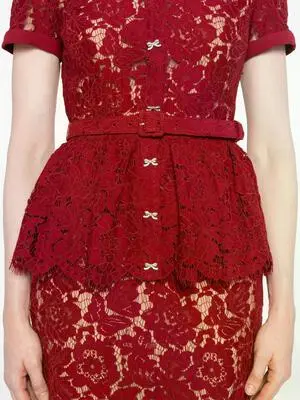 SELF-PORTRAIT Lace Peplum Midi Dress