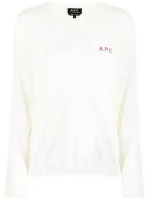 A.p.c. Logo-embroidered Cotton Jumper - Neutrals