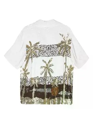 P.a.r.o.s.h Palm Tree-print Sequin-embellished Shirt