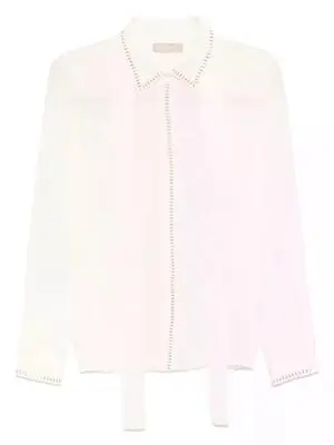 Elie Saab Stud-embellished Silk Shirt - White
