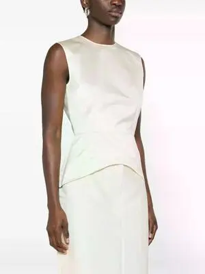 Fabiana Filippi Round-neck Sleeveless Satin Blouse - Neutrals