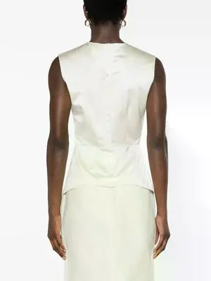 Fabiana Filippi Round-neck Sleeveless Satin Blouse - Neutrals