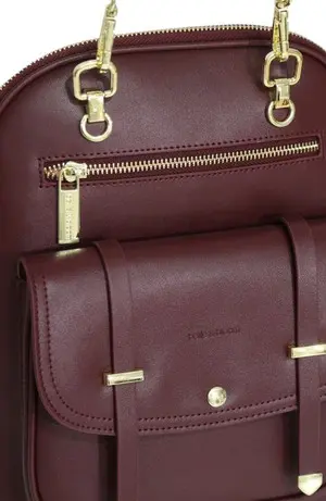 BELLE & BLOOM 5th Ave Leather Backpack - Burgundy