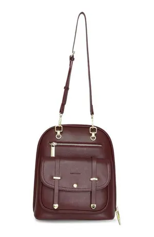 BELLE & BLOOM 5th Ave Leather Backpack - Burgundy