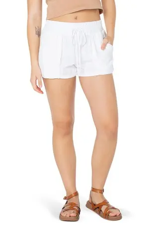 Roxy Malina Cotton Gauze Drawstring Shorts - Bright White Solid