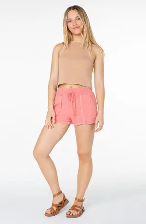 Roxy Malina Cotton Gauze Drawstring Shorts - Mauve Glow Solid
