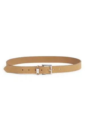 FRAME The Square Buckle Suede Belt - Light Camel