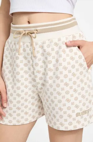 Guess Tie Waist Printed Shorts - Beige