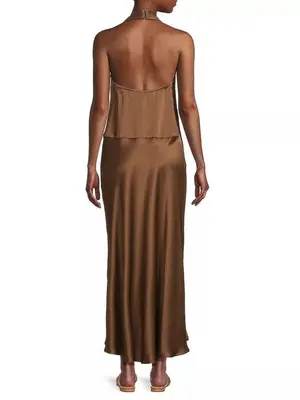 EMILIA GEORGE Giselle Satin Halter Dress
