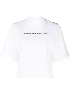 Palm Angels Sunsets-print Jersey T-shirt - White