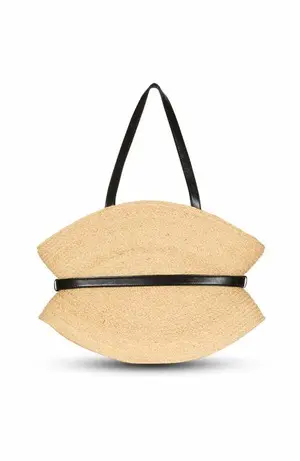 Balmain Shuffle Medium Bag In Raffia - Brown