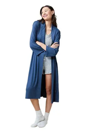 SOFTIES Dream Shawl Collar Robe - Indigo