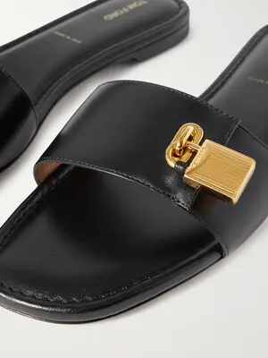TOM FORD Padlock Embellished Leather Slides