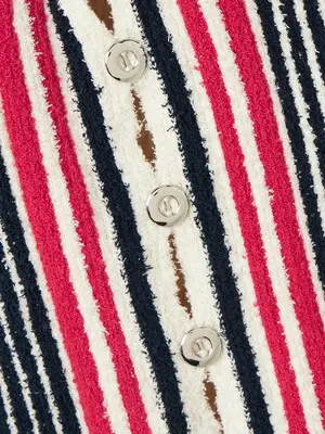 Rabanne Button-embellished Striped Cotton-blend Chenille Sweater - Neutrals