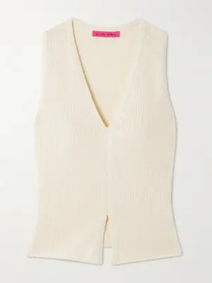 THE ELDER STATESMAN Nora Lite Ribbed Cotton Tank