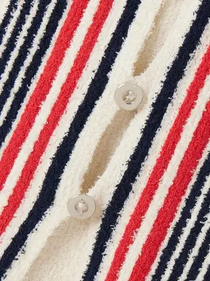 Rabanne Button-embellished Striped Cotton-blend Chenille Midi Skirt