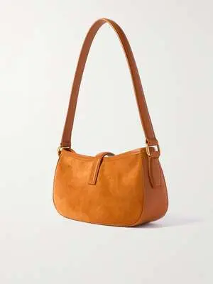 Alexander McQueen T-bar Mini Leather-trimmed Suede Shoulder Bag