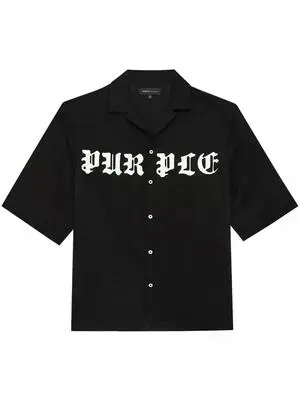 PURPLE BRAND Gothic Wordmark Cotton Shirt - Black