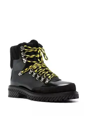 Off-White Patent Leather Ankle Boots With Signature Diag-stripe