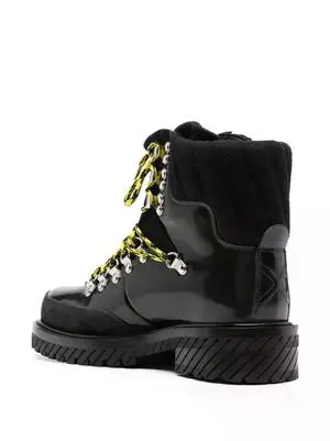 Off-White Patent Leather Ankle Boots With Signature Diag-stripe