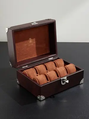 Brunello Cucinelli Full-grain Leather Eight-piece Watch Box