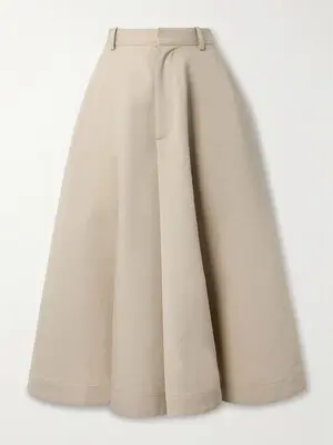 Bottega Veneta Cotton And Silk-blend Twill Midi Skirt - Neutrals