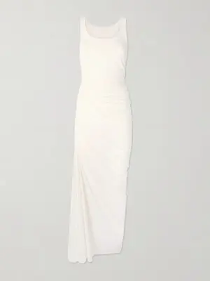 Alaïa Gathered Stretch-jersey Midi Dress - White