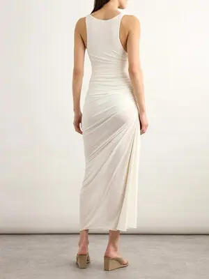 Alaïa Gathered Stretch-jersey Midi Dress - White