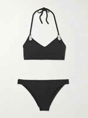 Bottega Veneta Embellished Halterneck Bikini - Black