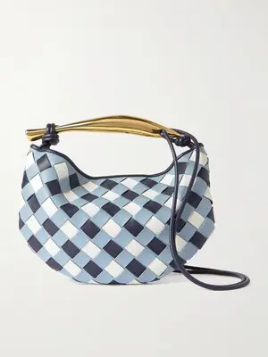 Bottega Veneta Sardine Mini Intrecciato Leather Shoulder Bag - Blue
