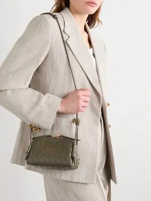 Bottega Veneta Concert Pouch Intrecciato Leather Shoulder Bag