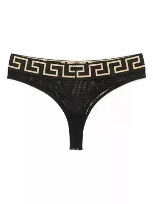 Versace Greca Border Thong - Black