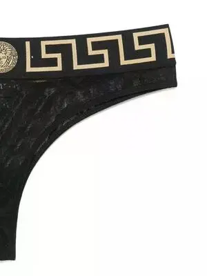 Versace Greca Border Thong - Black