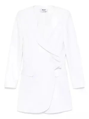 MSGM Ruffled Tuxedo Mini Dress - White