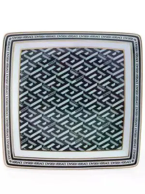 Versace Small La Greca Porcelain Plate - Black
