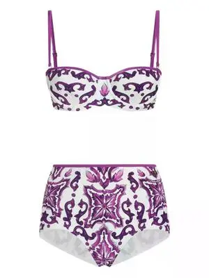 Dolce & Gabbana Maiolica-print Bikini Set - White