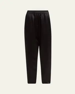 Giorgio Armani Pull-on Silk Trousers - Black