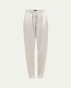 Giorgio Armani Pull-on Silk Trousers - Silver