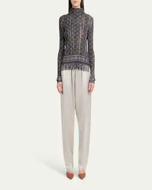 Giorgio Armani Pull-on Silk Trousers - Silver