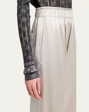 Giorgio Armani Pull-on Silk Trousers - Silver
