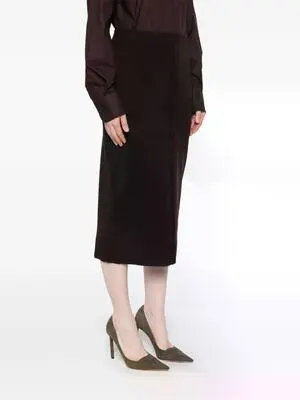 Victoria Beckham Button-detailed Midi Skirt - Brown