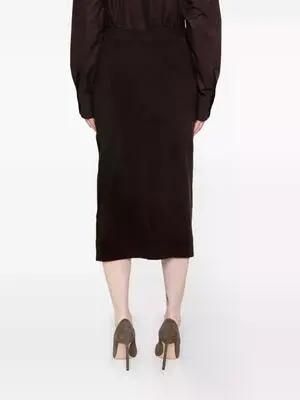 Victoria Beckham Button-detailed Midi Skirt - Brown